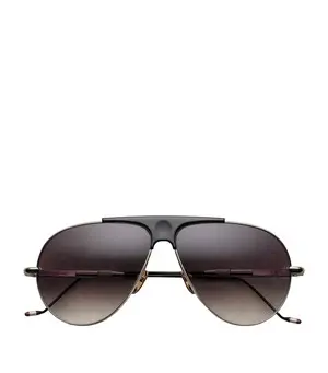 JACQUES MARIE MAGE Titanium Daido Aviator Sunglasses - Silver
