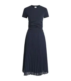 Claudie Pierlot Trompe-l'œil Bi-material Midi Dress - Blue