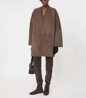 Max Mara Wool-cashmere-lamb Suede Sleeveless Wrap Waistcoat