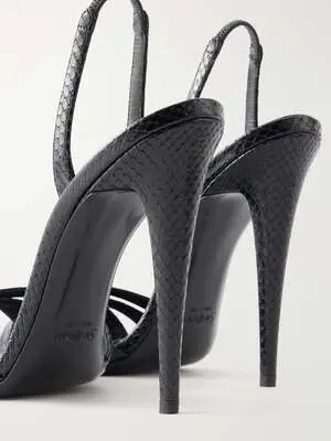 Saint Laurent Kate Snake-effect Leather Slingback Sandals
