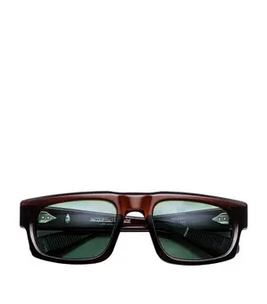 JACQUES MARIE MAGE Louisville Rectangular Sunglasses - Brown