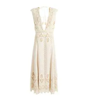 Johanna Ortiz Crochet Grace In The Open Fields Maxi Dress - Ivory