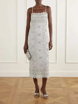 Costarellos Leona Crystal-embellished Lace Gown