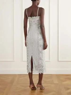 Costarellos Leona Crystal-embellished Lace Gown