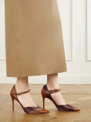 GIANVITO ROSSI 95 Crepe-satin Pumps - Brown