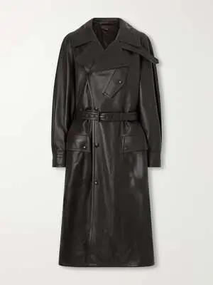 Ralph Lauren Belted Leather Coat - Black