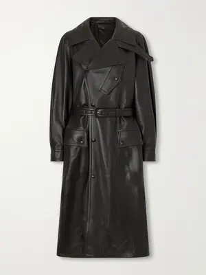 Ralph Lauren Belted Leather Coat - Black