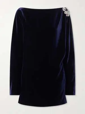 Versace Velvet Mini Dress - Navy