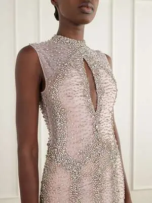 Costarellos Serena Crystal-embroidered Tulle Gown