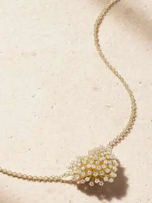 SYDNEY EVAN Burst Flower Heart 14-karat Diamond Necklace