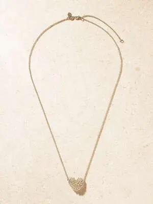 SYDNEY EVAN Burst Flower Heart 14-karat Diamond Necklace