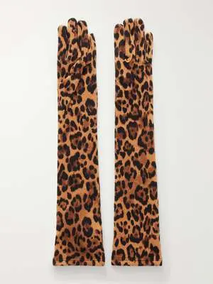 Anna Sui Leopard-print Stretch-jersey Gloves - Leopard Print