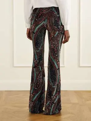 Etro Paisley-appliquéd Mesh Flared Pants