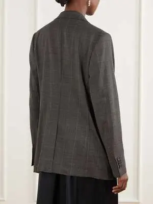 Simone Rocha Embellished Prince Of Wales Stretch-wool Blazer