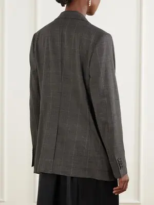 Simone Rocha Embellished Prince Of Wales Stretch-wool Blazer - Gray
