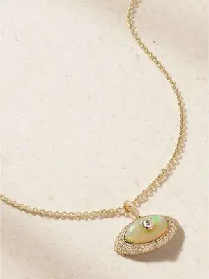 SYDNEY EVAN Large Opal Eye 14-karat Diamond Necklace