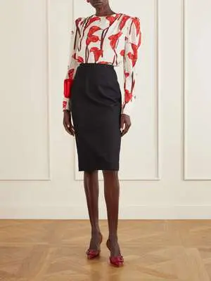 Carolina Herrera Floral-print Cady Blouse