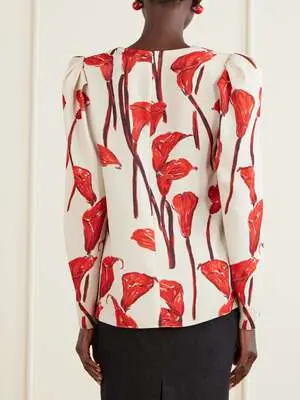 Carolina Herrera Floral-print Cady Blouse