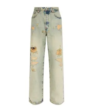 Kenzo Turn Up Wide Fit Jeans - Bleached Blue