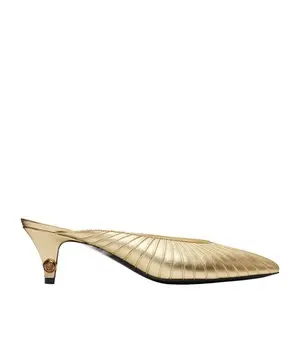 Versace Metallic-nappa Mules 55 Mm - Nude