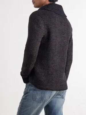 Ralph Lauren Shawl Collar Mélange Wool, Cotton & Silk Blend Cardigan