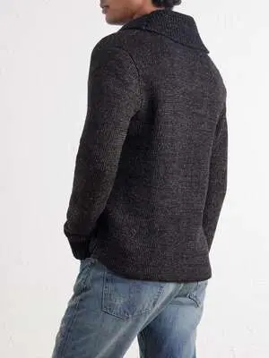 Ralph Lauren Shawl-collar Mélange Wool, Cotton And Silk-blend Cardigan