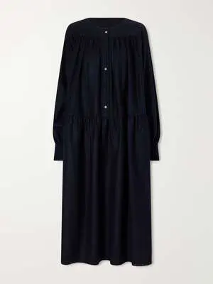 LES VACANCES D'IRINA Calla Gathered Wool-flannel Maxi Dress