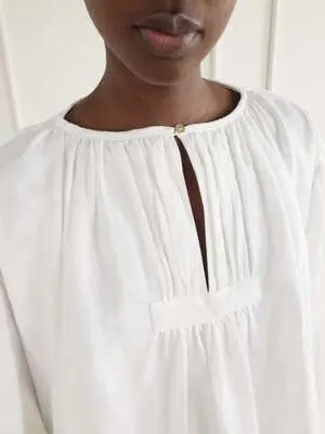 LES VACANCES D'IRINA Cloud Gathered Linen Balloon Mini Dress