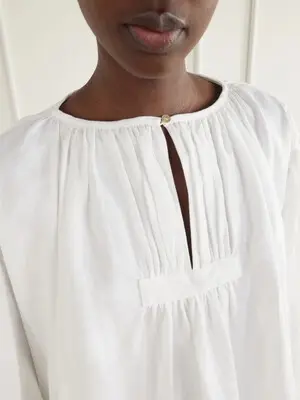 LES VACANCES D’IRINA Les Vacances D'irina Cloud Gathered Linen Balloon Mini Dress