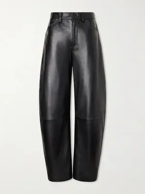 NILI LOTAN Tribeca Leather Wide-leg Pants - Black
