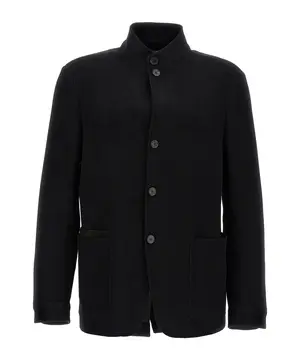 Zegna Buttoned Straight Hem Jacket - Black
