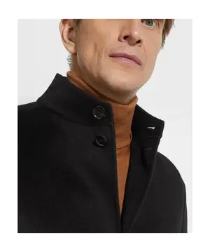 Zegna Buttoned Straight Hem Jacket With Leather Pocket Details