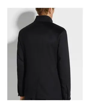 Zegna Buttoned Straight Hem Jacket With Leather Pocket Details