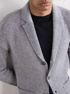 SLOWEAR Single-breasted Ribbed Virgin Wool Blazer