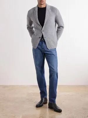 SLOWEAR Single-breasted Ribbed Virgin Wool Blazer - Gray