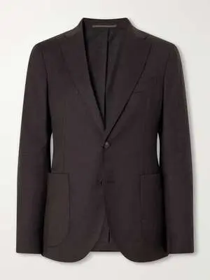 SLOWEAR Wool-blend Flannel Suit Jacket - Brown