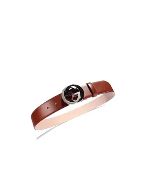 Gucci Wide Belt With Interlocking G Buckle - Auburn