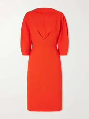 Carolina Herrera Sheath Cinched Stretch-wool Midi Dress