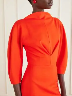 Carolina Herrera Sheath Cinched Stretch-wool Midi Dress