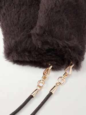 Max Mara Ombrato Strap-detailed Alpaca, Wool And Silk-blend Gloves