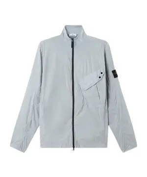 Stone Island Comfort-fit Zip-up Overshirt With Chest Pocket - Ash Grey