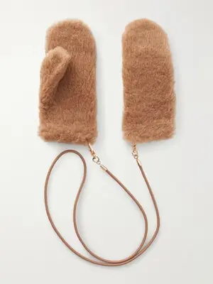 Max Mara Ombra T2 Hair And Silk Blend Mittens - Brown