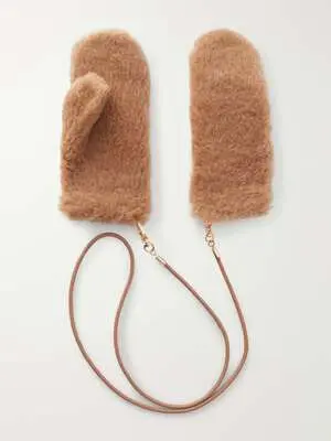 Max Mara Ombrat2 Wool And Silk-blend Gloves - Camel
