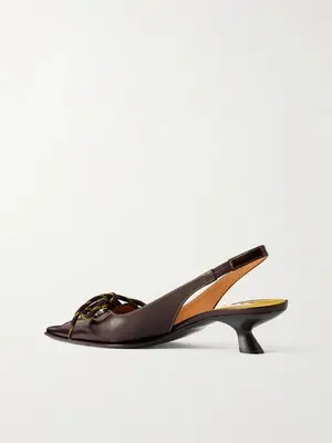 Marni Leather Slingback Pumps - Brown
