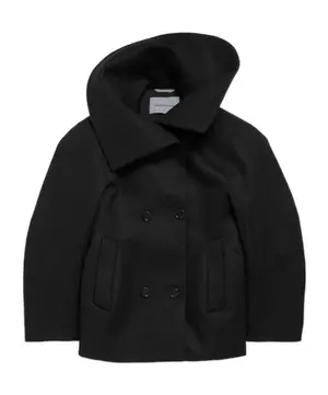 Balenciaga High Collar Peacoat - Black