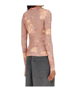 DIESEL® Top In Floral-print Ribbed Jersey