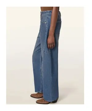 ALLSAINTS Exposed Button Barrel Leg Jeans - Indigo