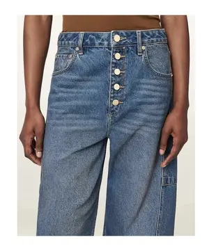 ALLSAINTS Exposed Button Barrel Leg Jeans - Indigo
