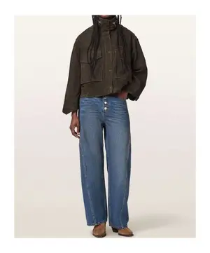 ALLSAINTS Exposed Button Barrel Leg Jeans - Indigo