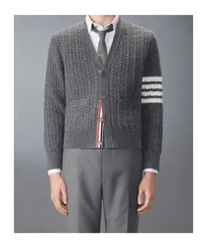 Thom Browne Merino Wool 4-bar Intarsia Anchor Cardigan